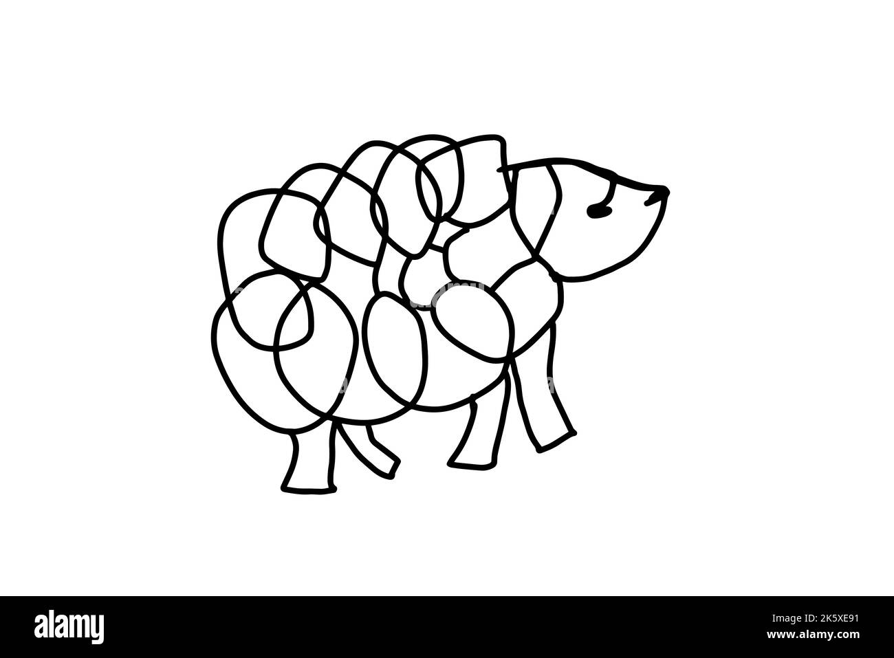 sheep drawing with one black line. Vector illustration Stock Vector ...