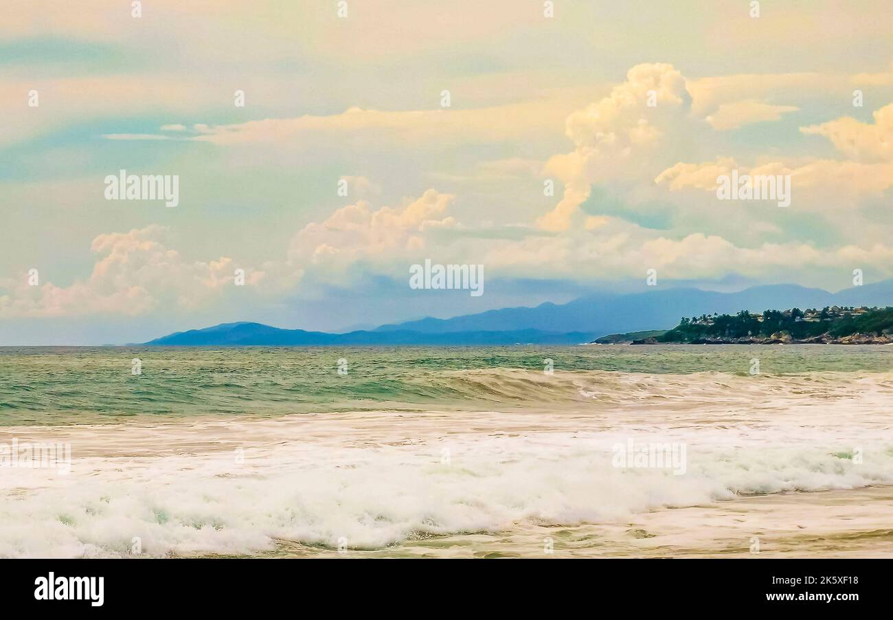 Beach and seascape shore with beautiful huge big surfer waves in ...