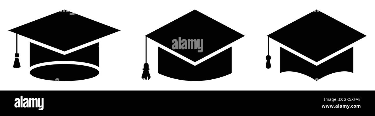 Graduate cap icons set. Vector illustration isolated on white ...