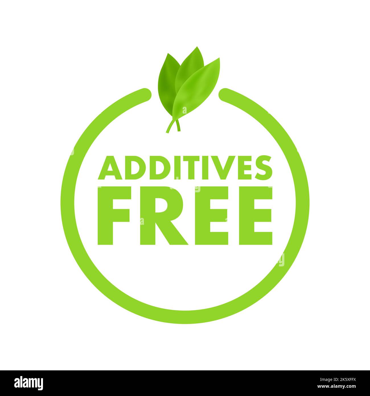 Green additives free label on white background. Natural organic ...