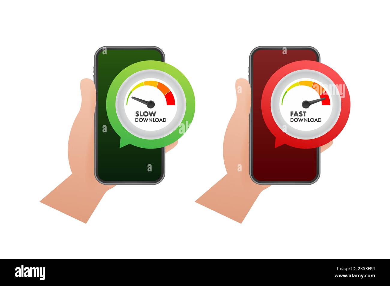 Speedometers with slow and fast download. Vector stock illustration ...