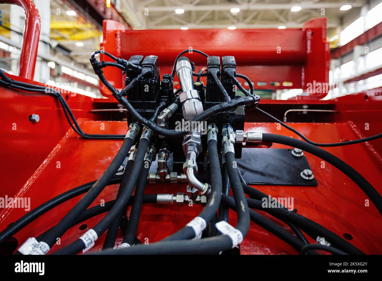 Connected hydraulic pressure pipes system of construction, agricultural ...