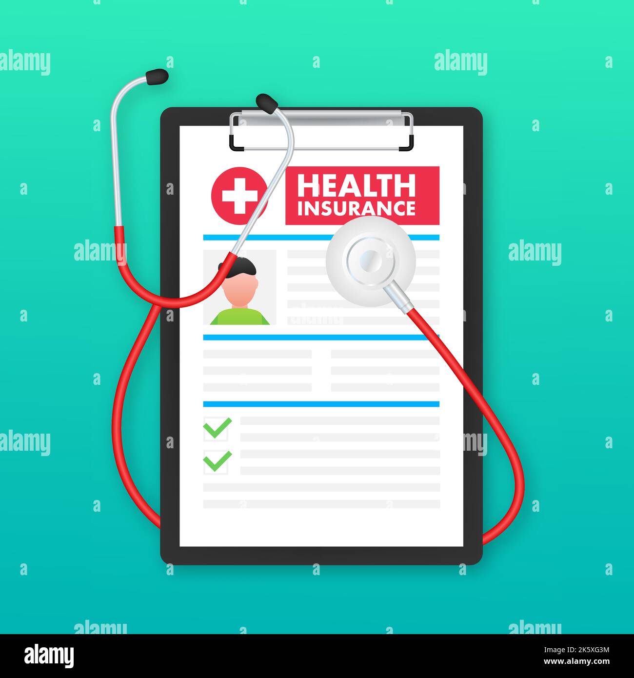 Health insurance concept. Medical document, clipboard. Vector ...