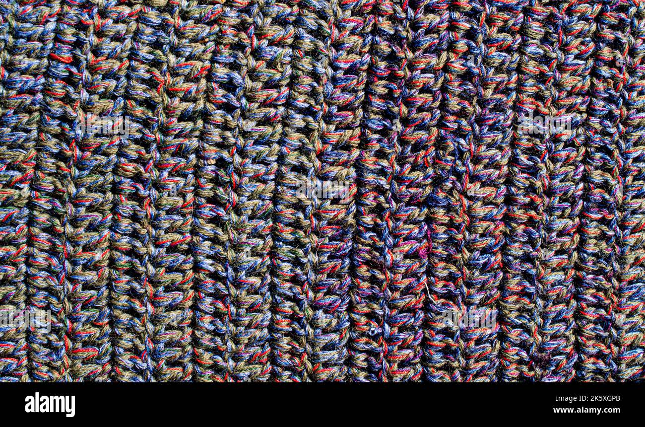 different colored stripes on the knitted fabric surface. textiles retro ...