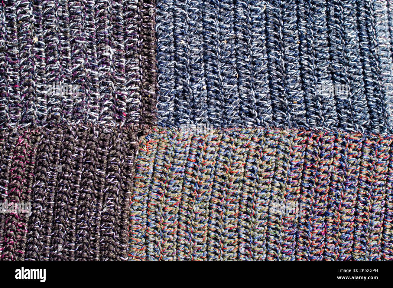 different colored stripes on the knitted fabric surface. textiles retro ...