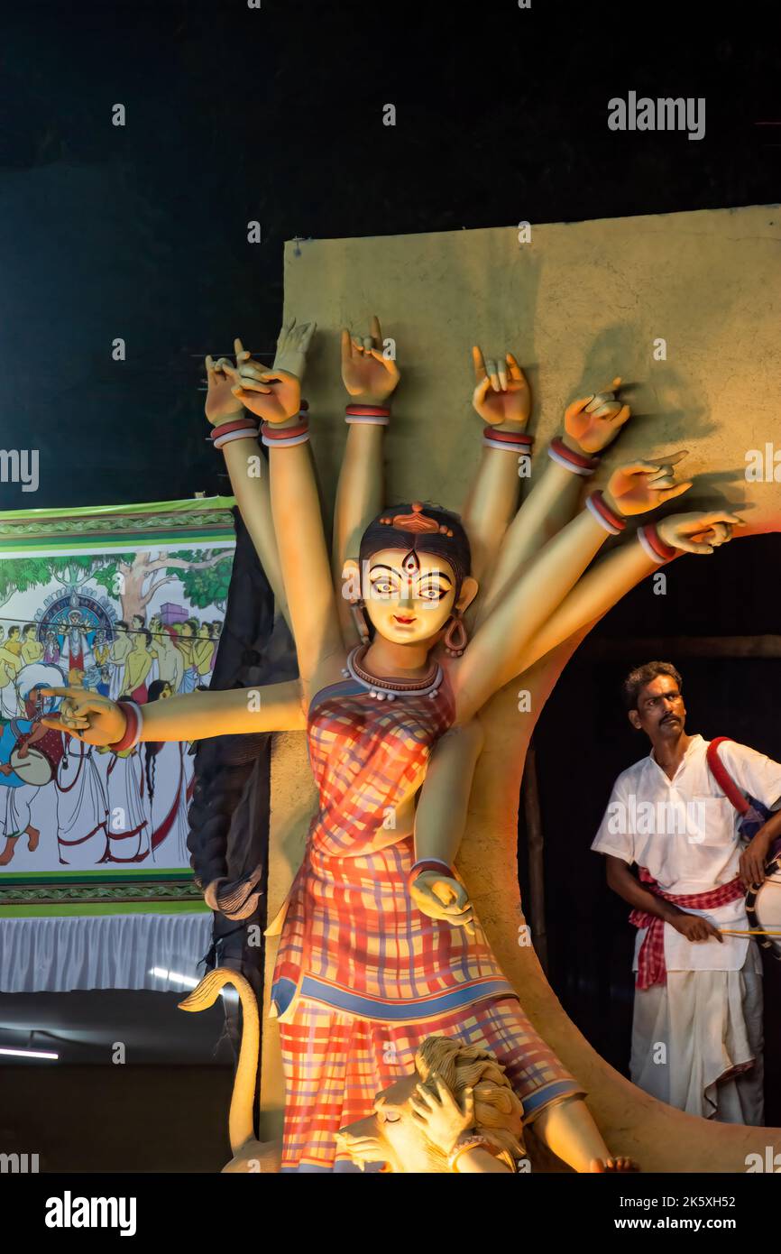 The Supreme shakti, Maa Durga is worshiped with diya lamp in utmost ...