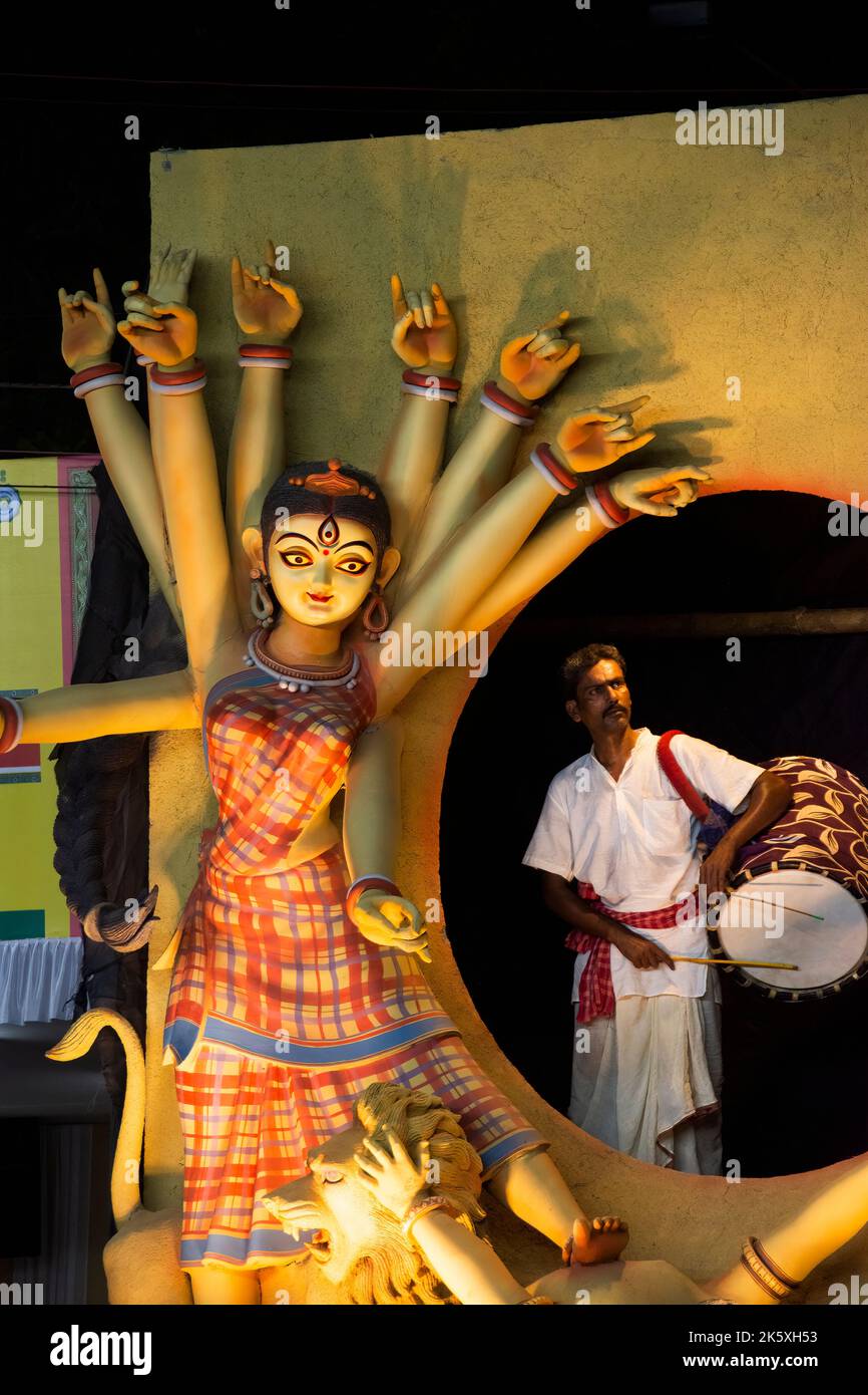 The Supreme shakti, Maa Durga is worshiped with diya lamp in utmost ...