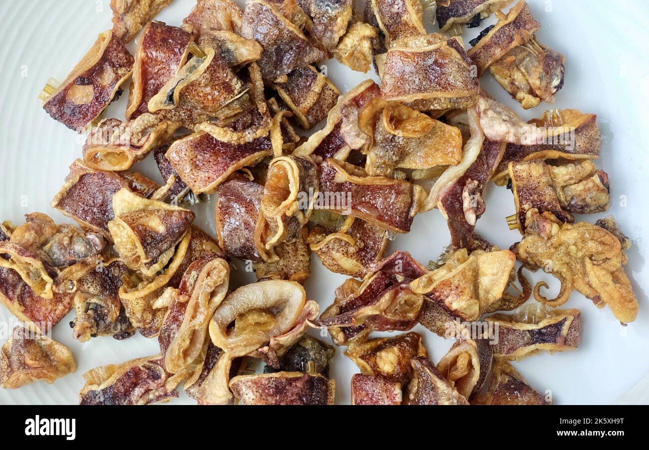 Cuisine and Food, Deep Fried Salty Squid or Octopus Made of Squid and ...