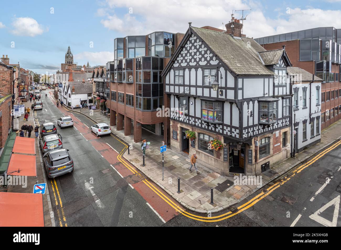 The half timbered Liverpool Arms Pub seen from the City Walls in ...