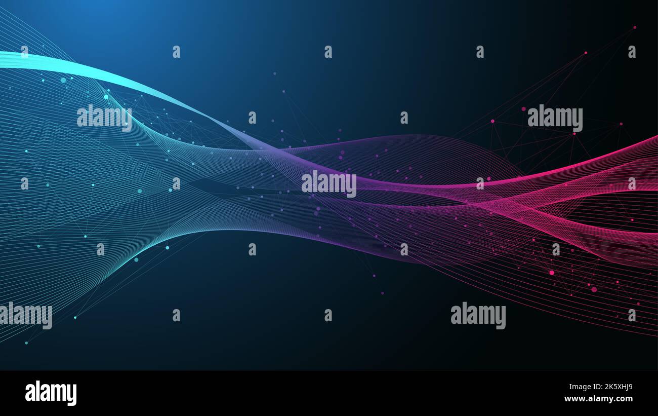 Technology abstract background with connected line and dots. Big data ...