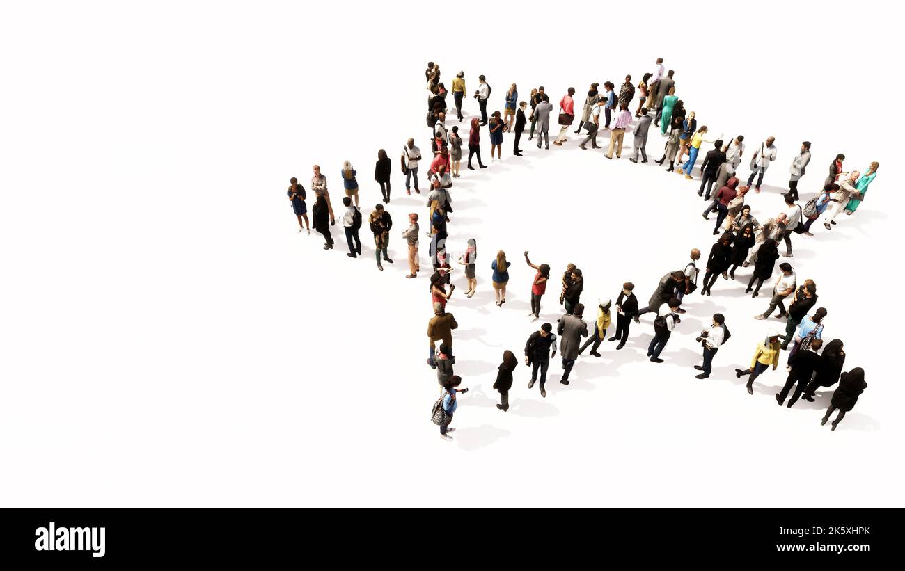 Concept or conceptual large gathering of people forming the image of ...