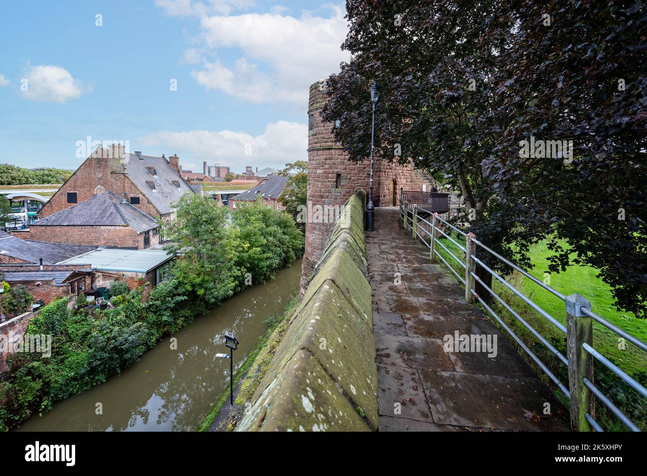 Historic King Charles Tower on the City Walls alongside the Shropshire ...