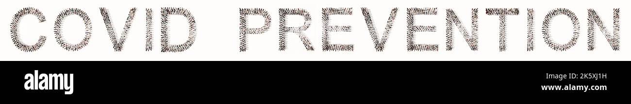 Concept or conceptual large community of people forming PREVENTION ...