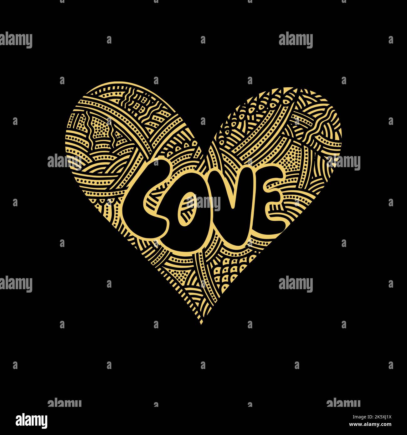 Doodle style illustration. The inscription LOVE inside the heart Stock ...