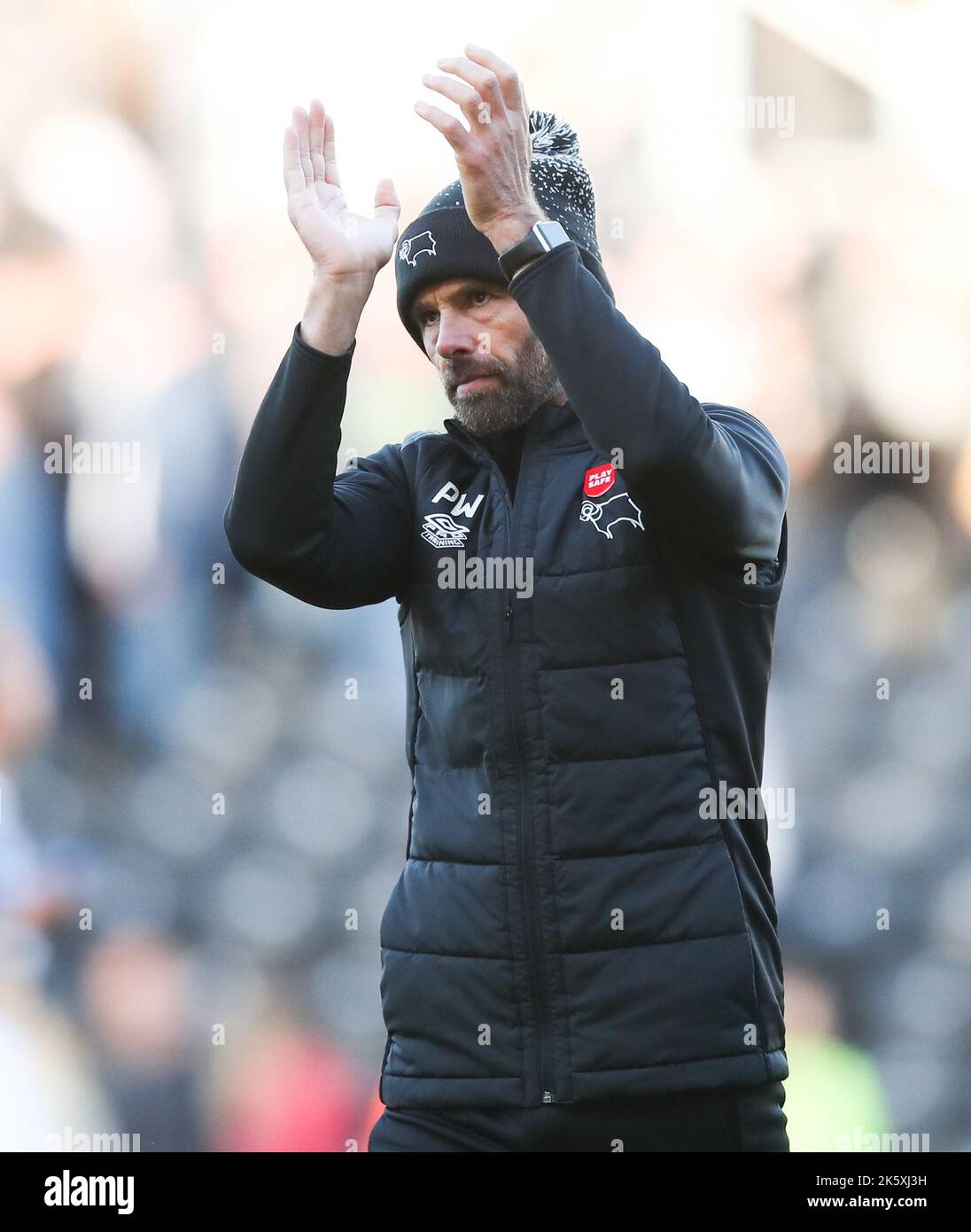 Derby County manager Paul Warne applauds the fans following the Sky Bet ...