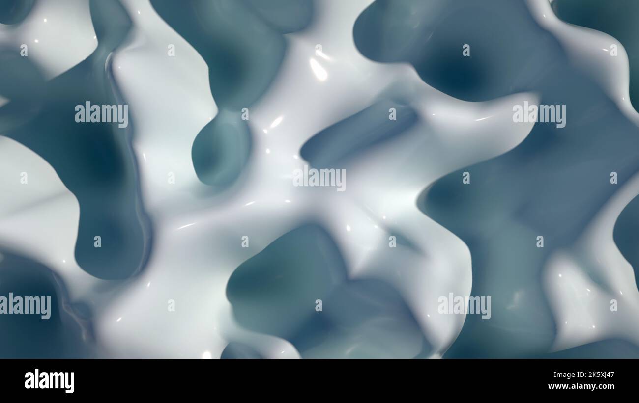 Abstract digital graphic background, white wavy liquid surface with ...