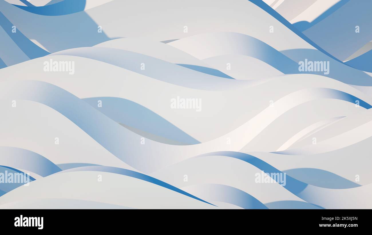 Abstract digital graphic background pattern, wavy blue white parametric installation. 3d ...