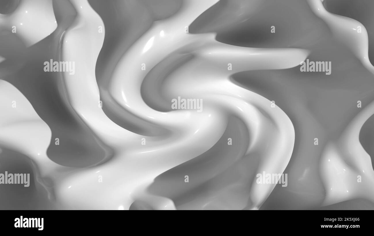 Abstract digital graphic background, white liquid surface with soft ...