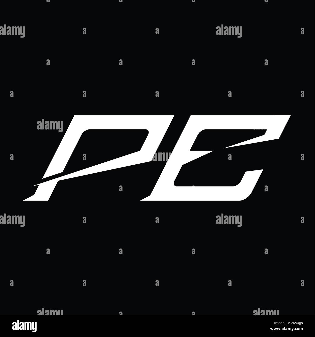 PE Logo monogram letter with slice style design template Stock Photo ...