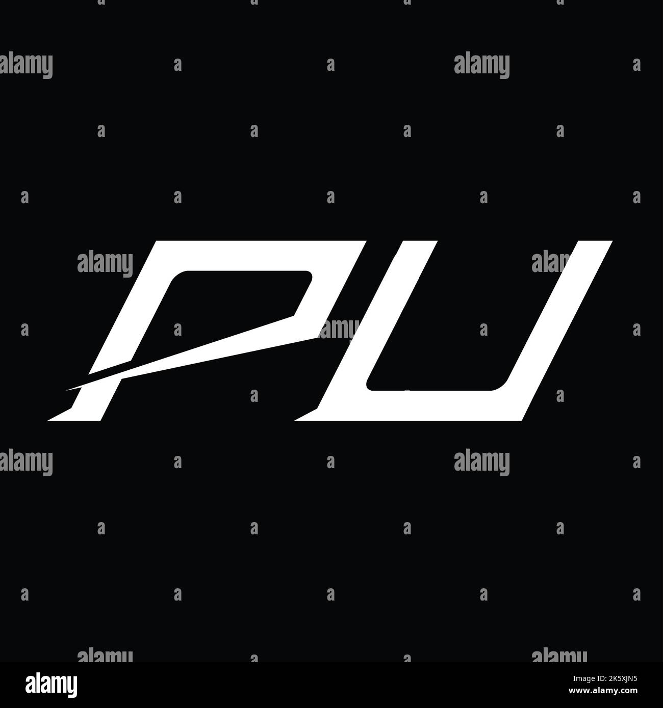 PU Logo monogram letter with slice style design template Stock Photo ...