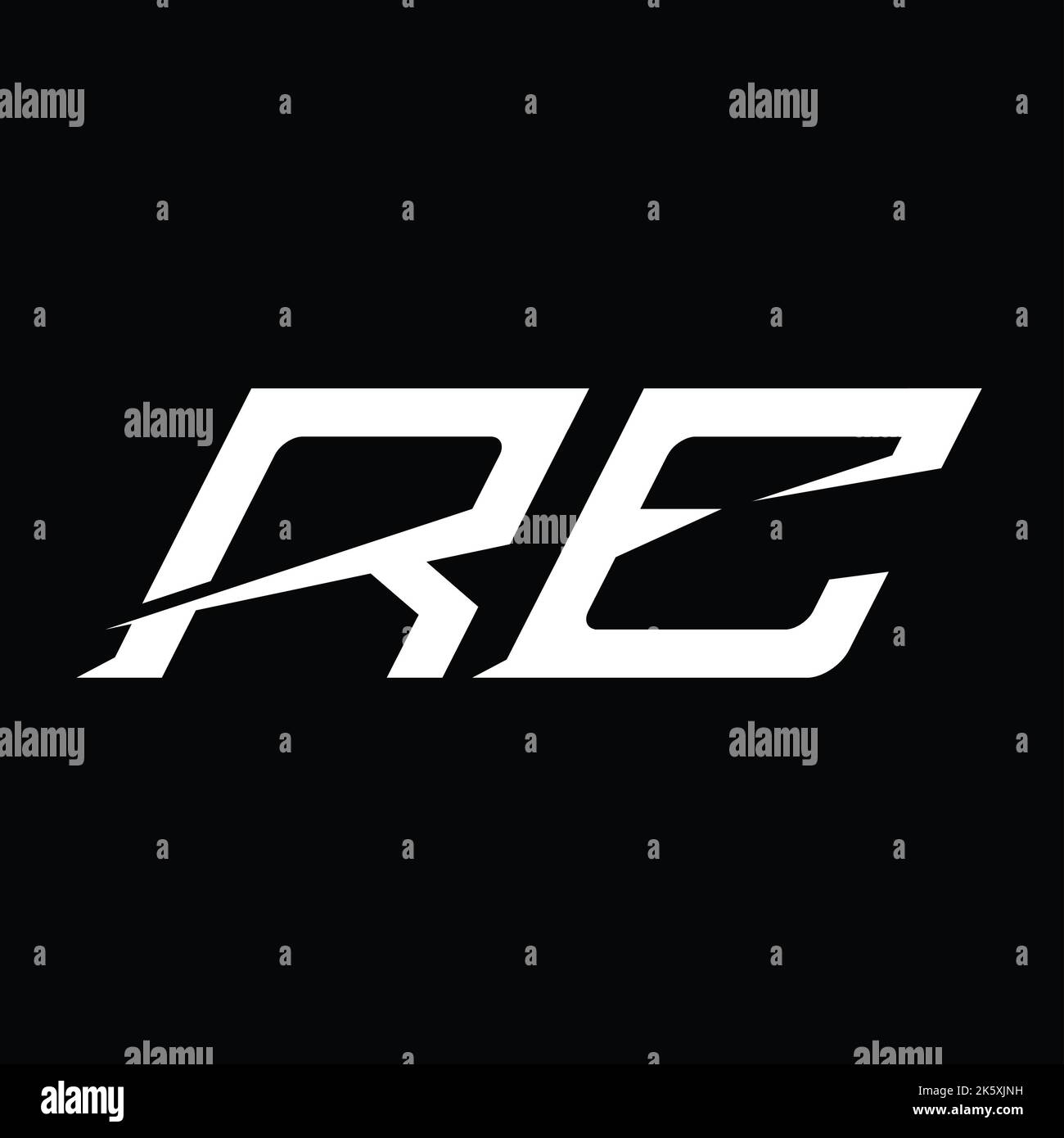 RE Logo monogram letter with slice style design template Stock Photo ...