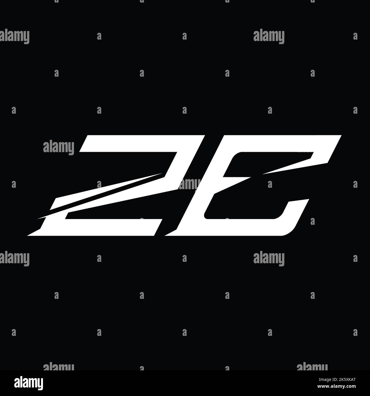ZE Logo monogram letter with slice style design template Stock Photo ...