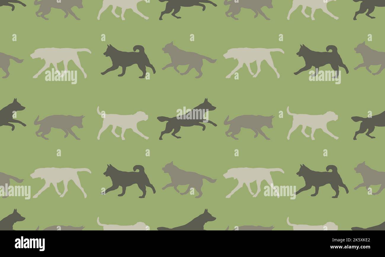Silhouette of dogs different breeds. Seamless pattern. Endless texture ...