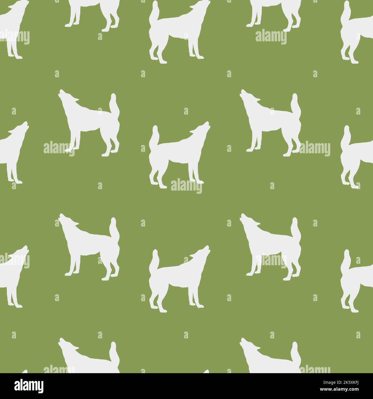 Standing siberian husky puppy. Seamless pattern. Dog silhouette ...