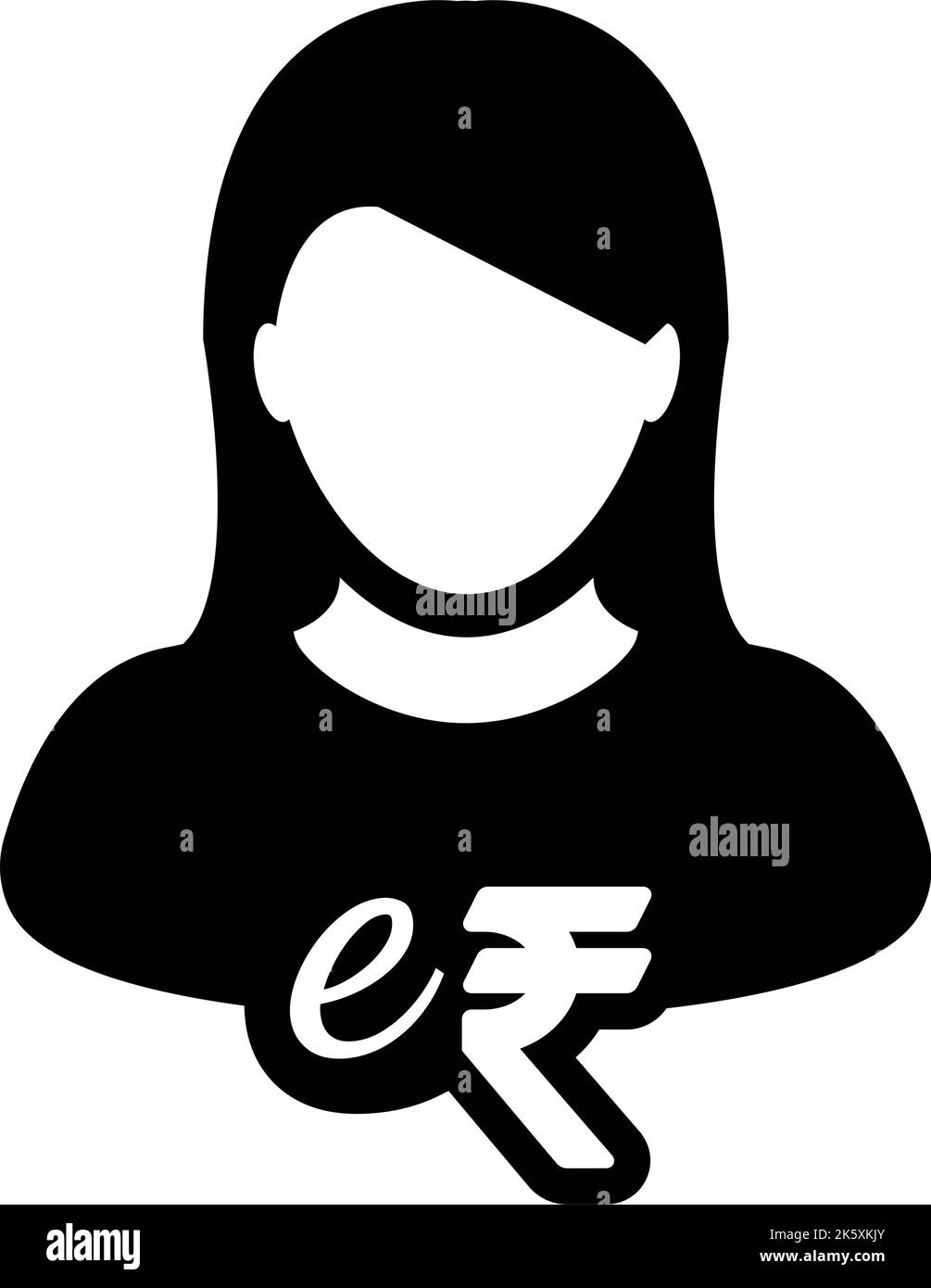 Female Person e-RUPI Indian e-rupee digital currency user symbol for ...