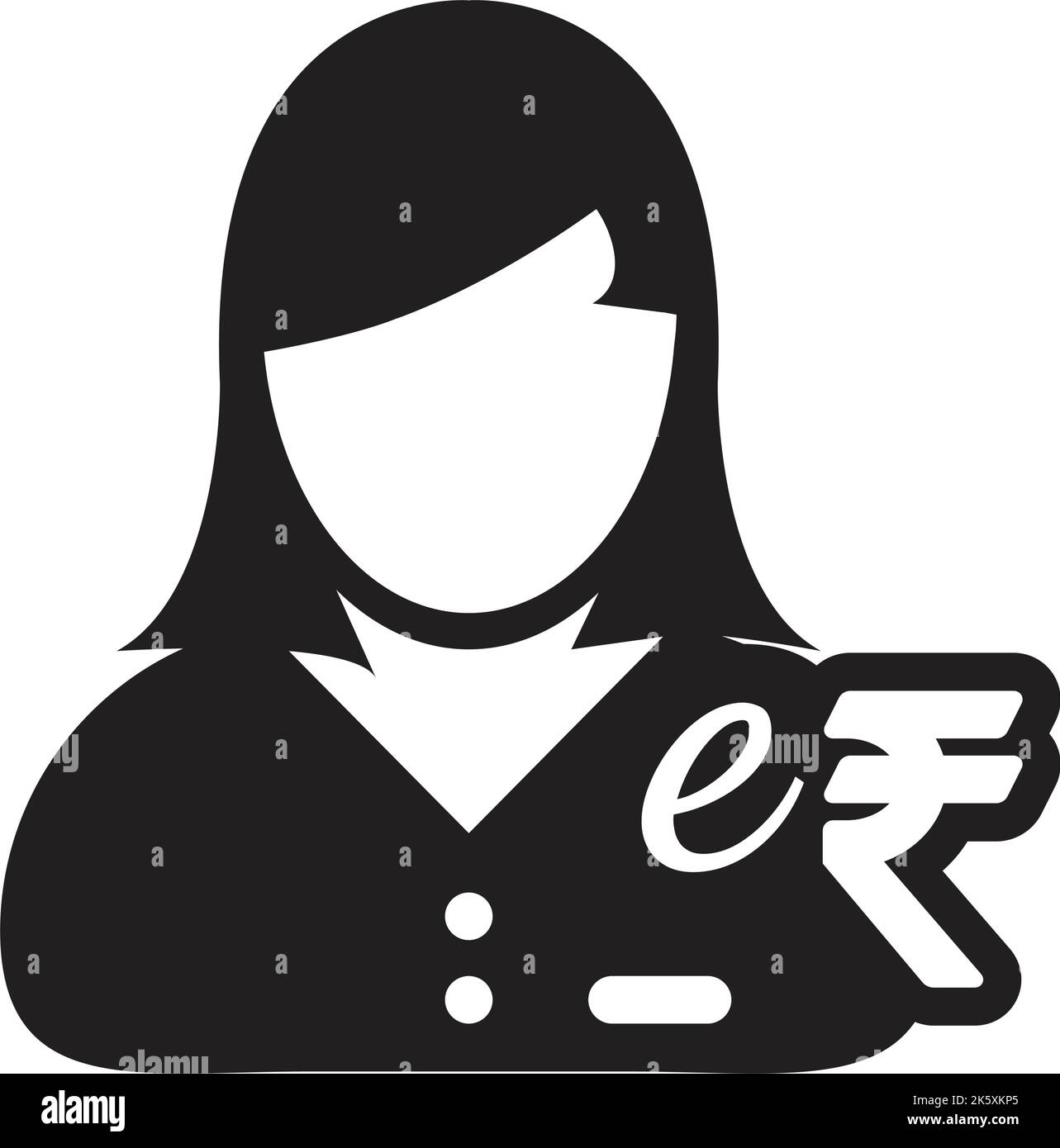Female Person e-RUPI Indian e-rupee digital currency user symbol for ...