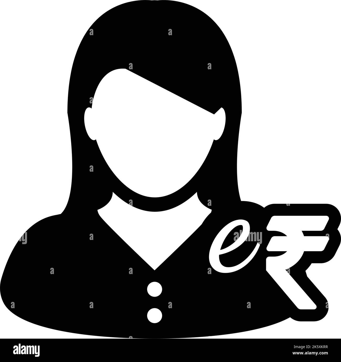 Female Person e-RUPI Indian e-rupee digital currency user symbol for ...