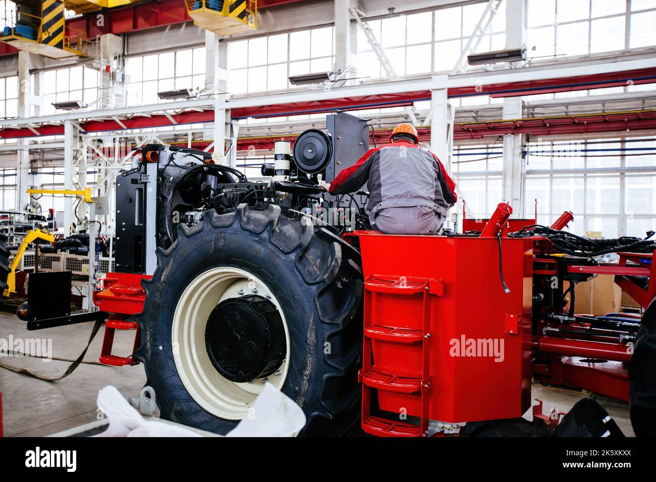 The process of assembling agricultural tractors and harvesters Stock ...