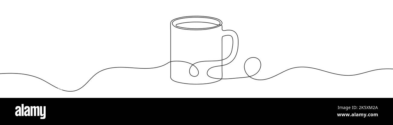 Continuous line drawing of cup. The mug one line icon. One line drawing ...