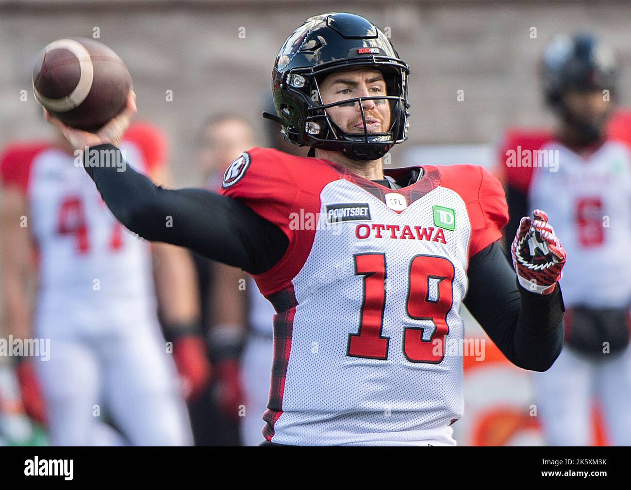 Montreal, Canada, October 10, 2022. Ottawa Redblacks quarterback Nick ...