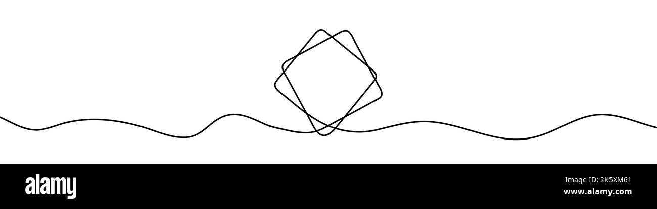 Continuous line drawing of square frame. One line icon of frame. One ...