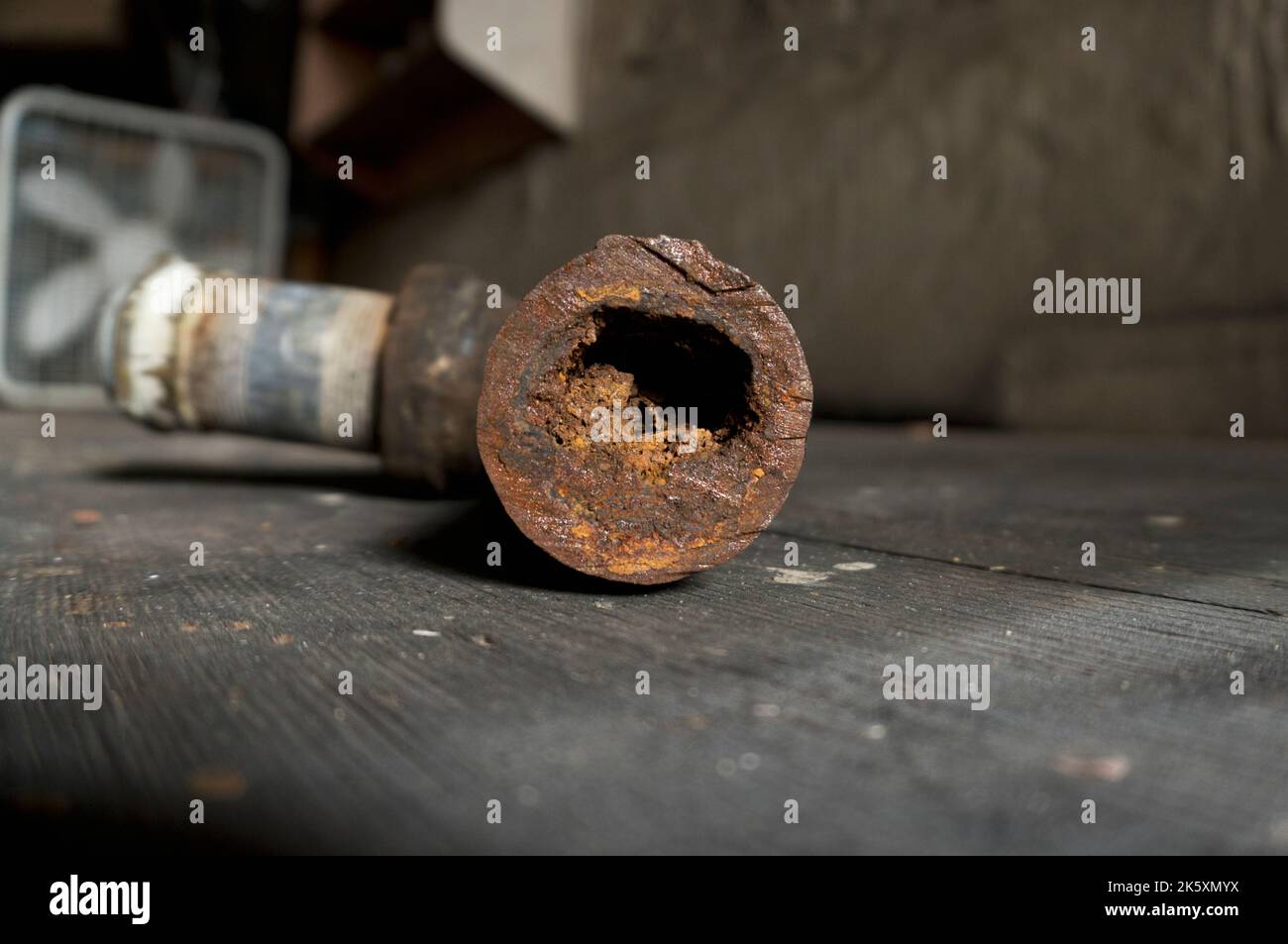 Clogged rusty water pipe Stock Photo - Alamy