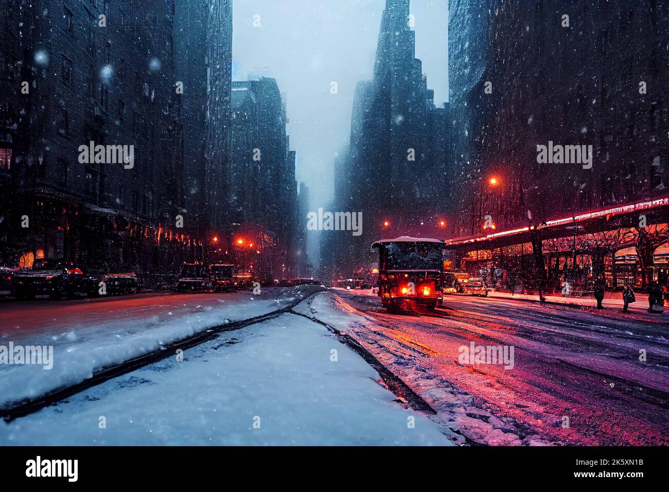 Dark snowy street usa hi-res stock photography and images - Alamy