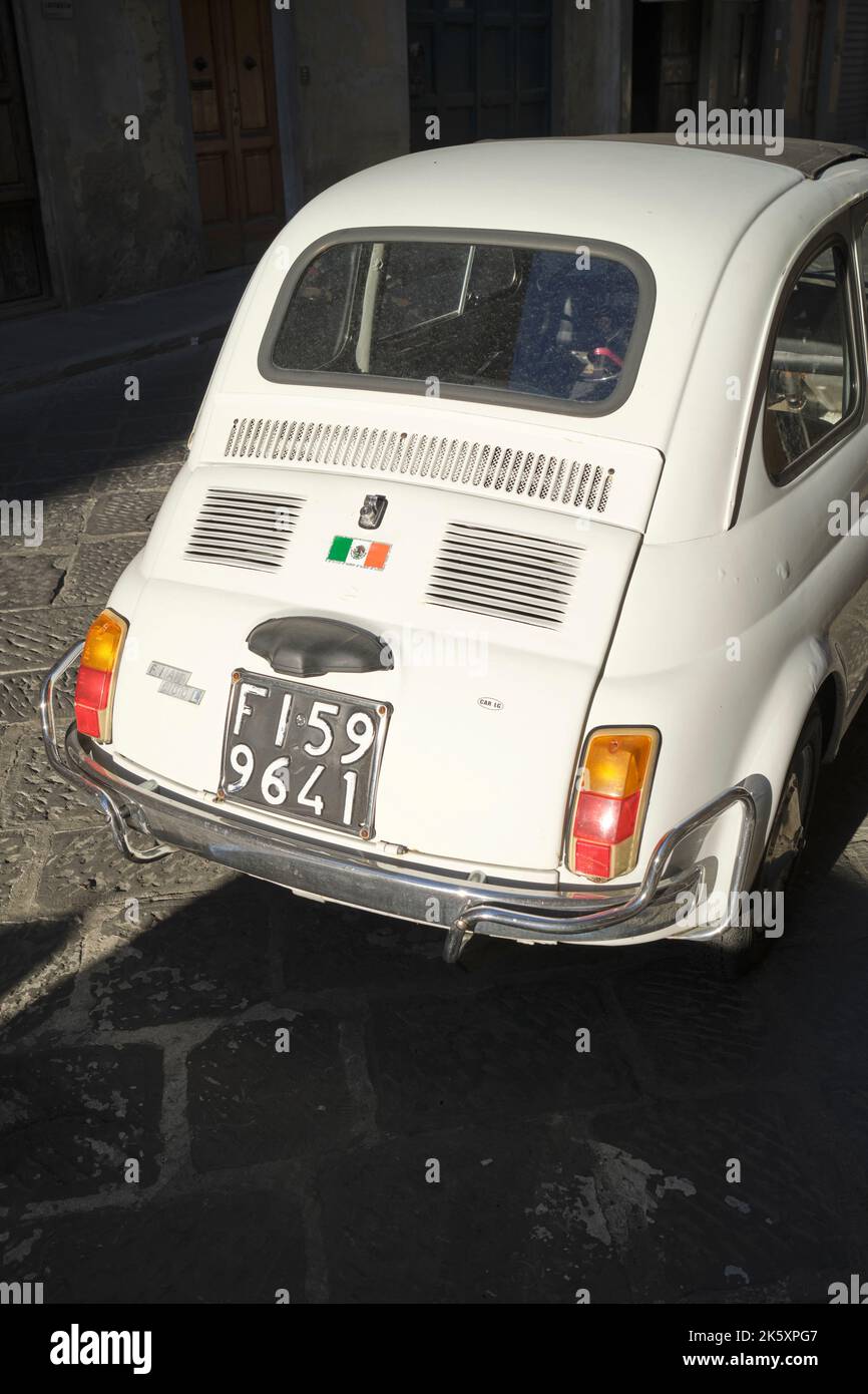 Classic Fiat 500 Cinquecento Motor Car parked in Florence Italy Stock ...