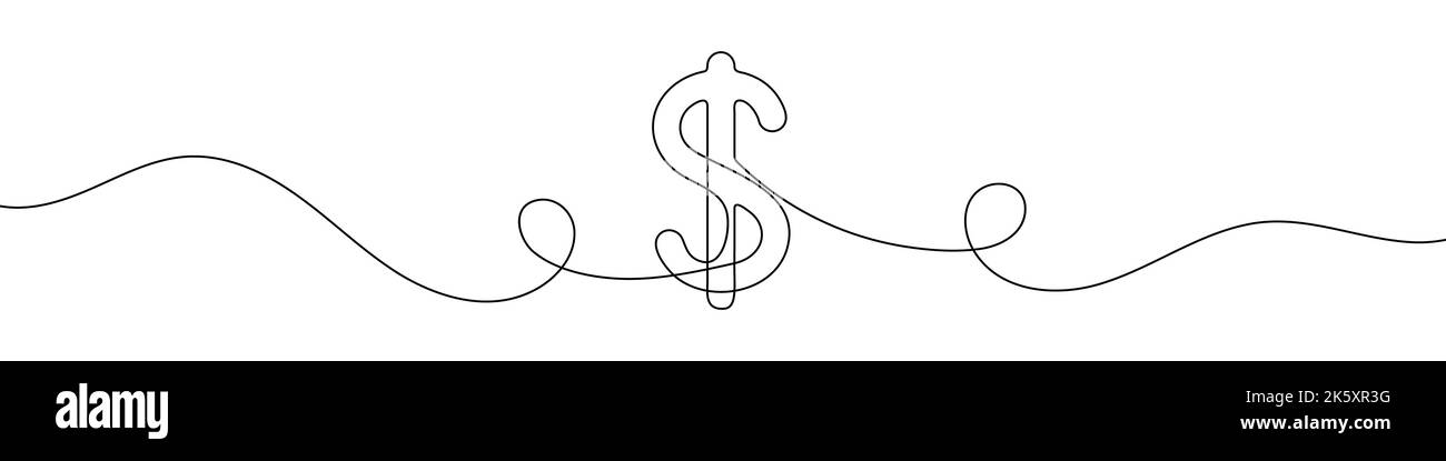 Linear background of dollar sign. One continuous line drawing of a ...