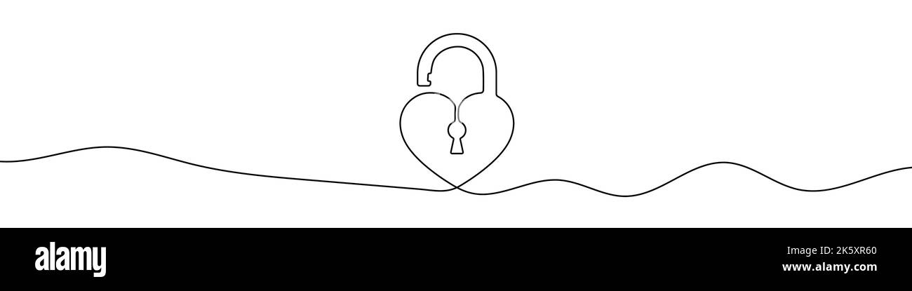 Continuous line drawing of padlock. Lock linear icon. One line drawing ...