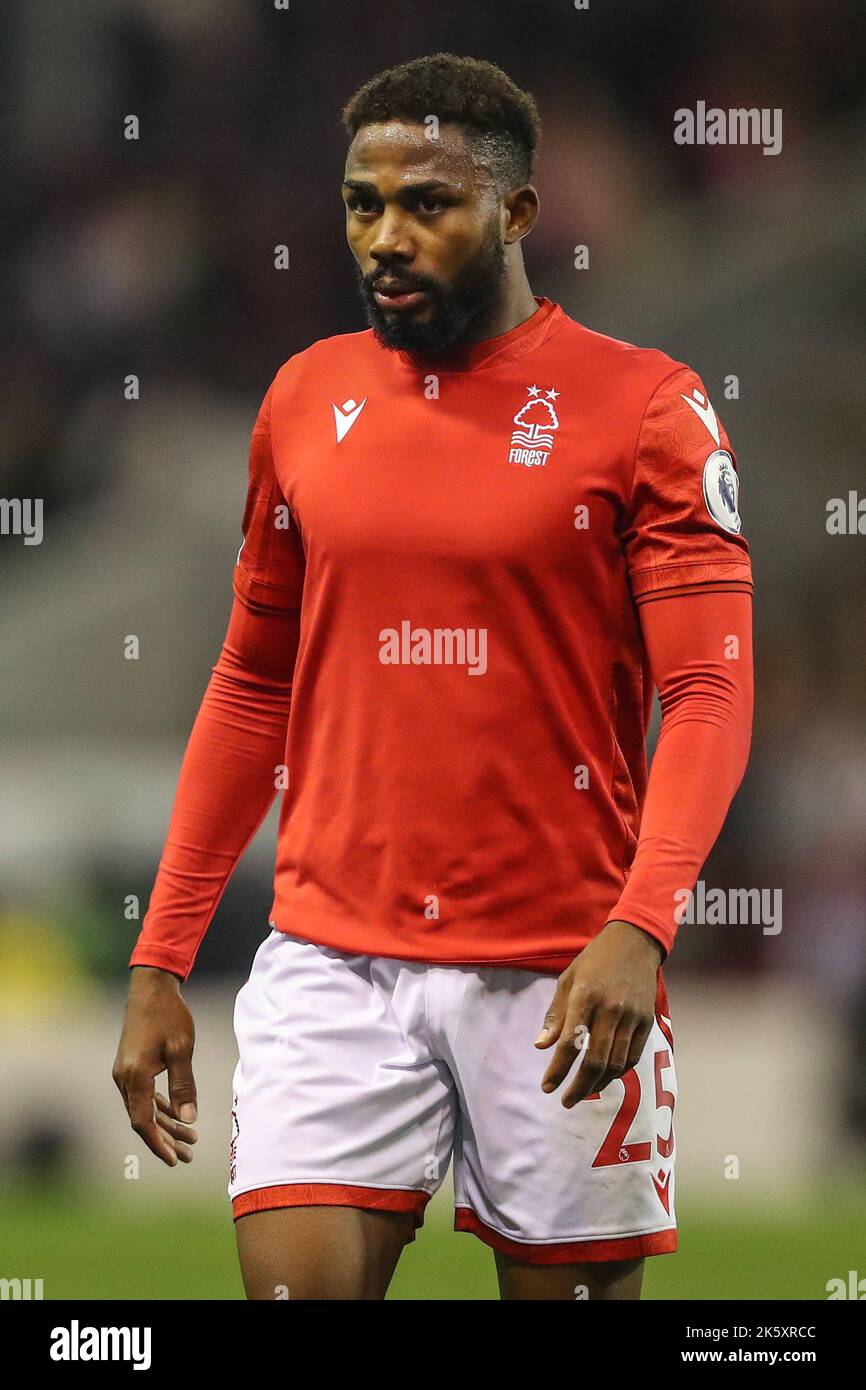 Emmanuel Dennis #25 of Nottingham Forest during the Premier League match Nottingham Forest vs ...