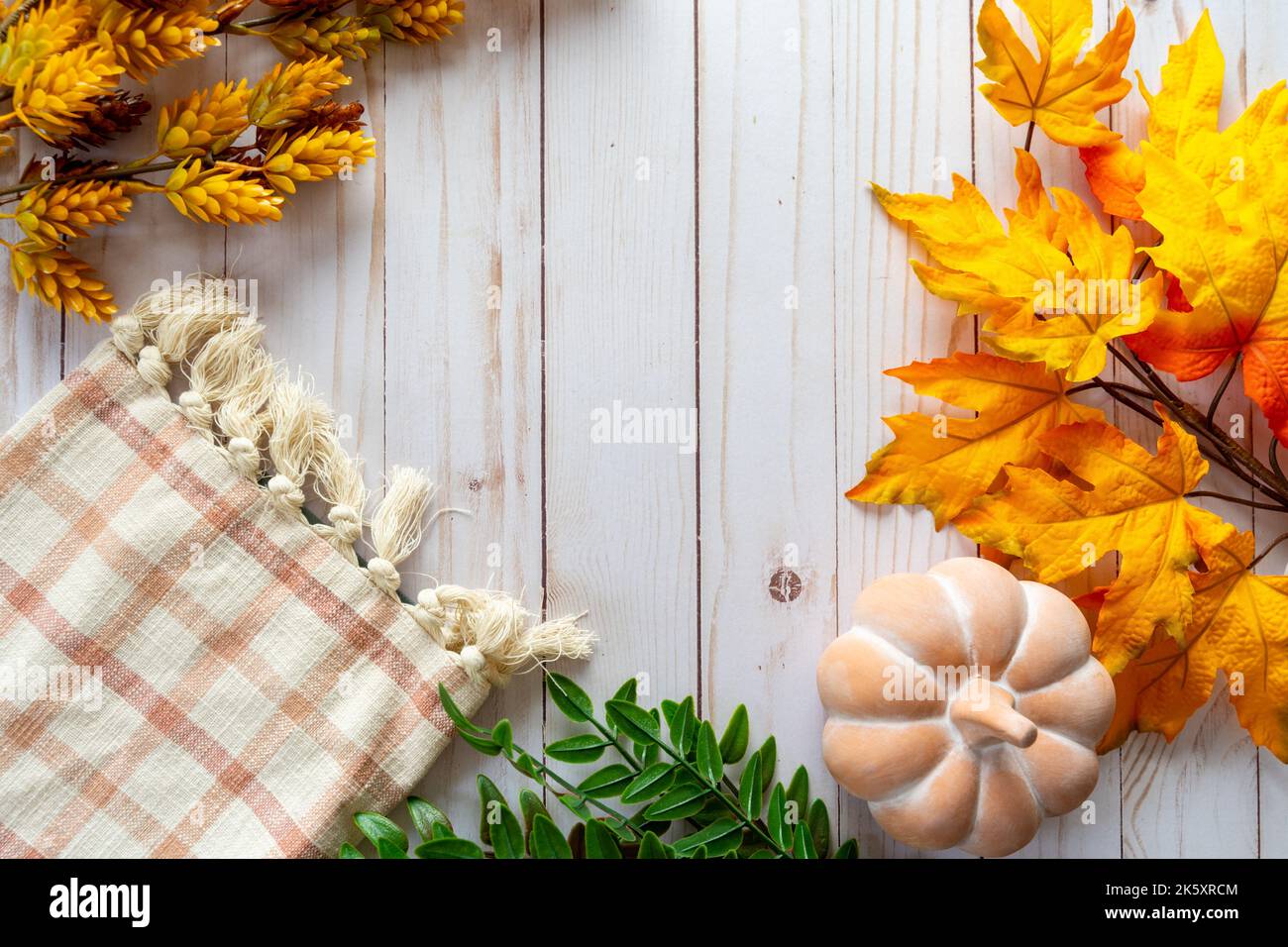 Flat lay background for fall and autum, with maple leaves, foliage ...