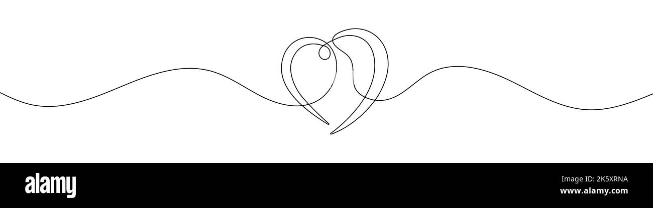 Continuous line drawing of heart. Heart one line icon. One line drawing ...