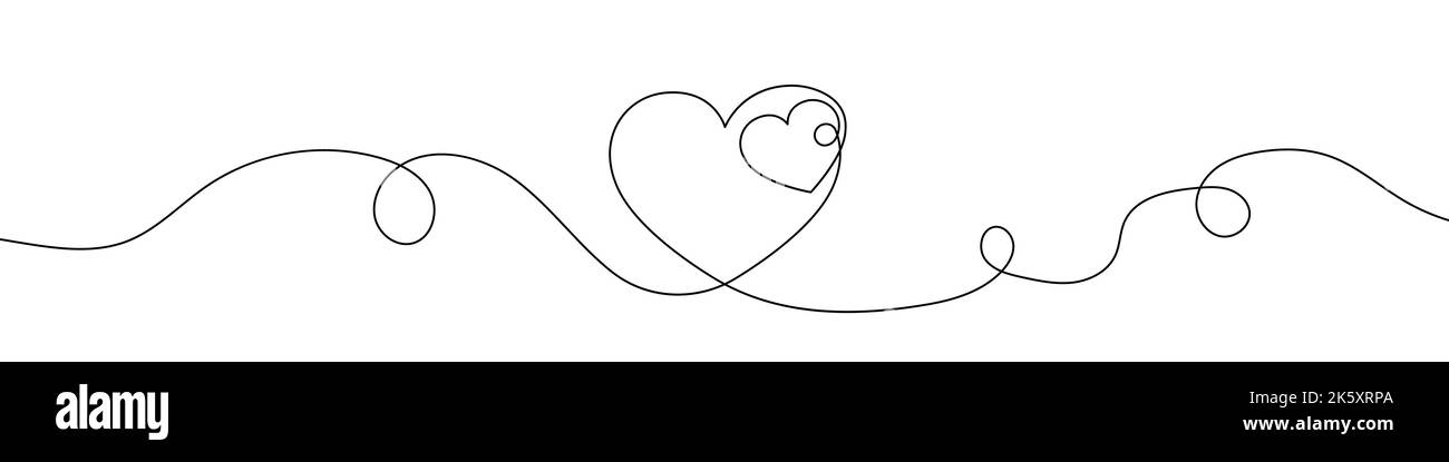 Continuous line drawing of heart. Heart one line icon. One line drawing ...