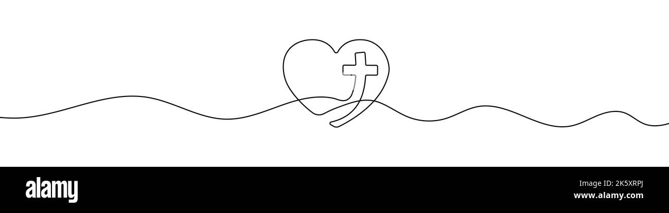 Single continuous line drawing of a church logo. One continuous line of ...