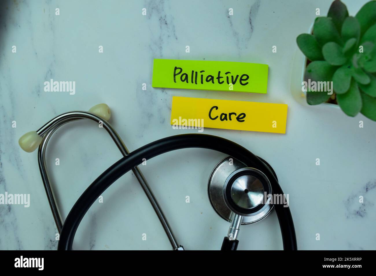 Concept of Palliative Care write on sticky notes with stesthoscope ...