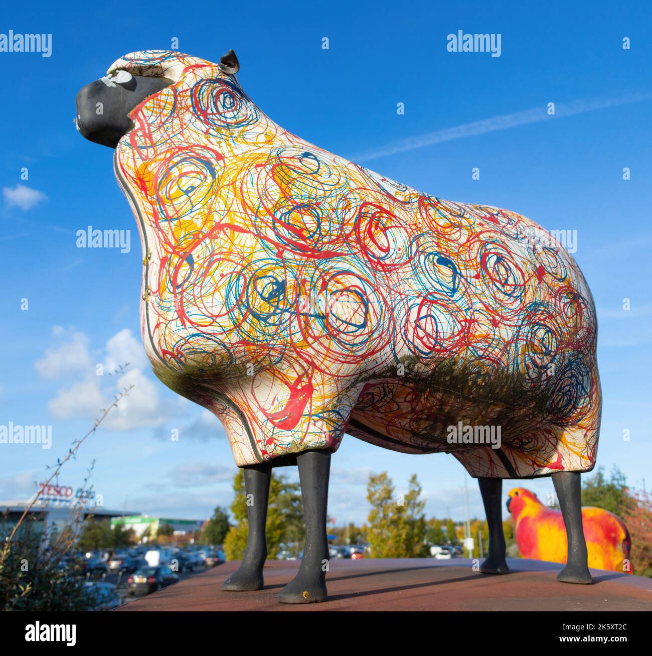 Recycled livestock colourful sheep artwork sculpture by Bristol-based ...
