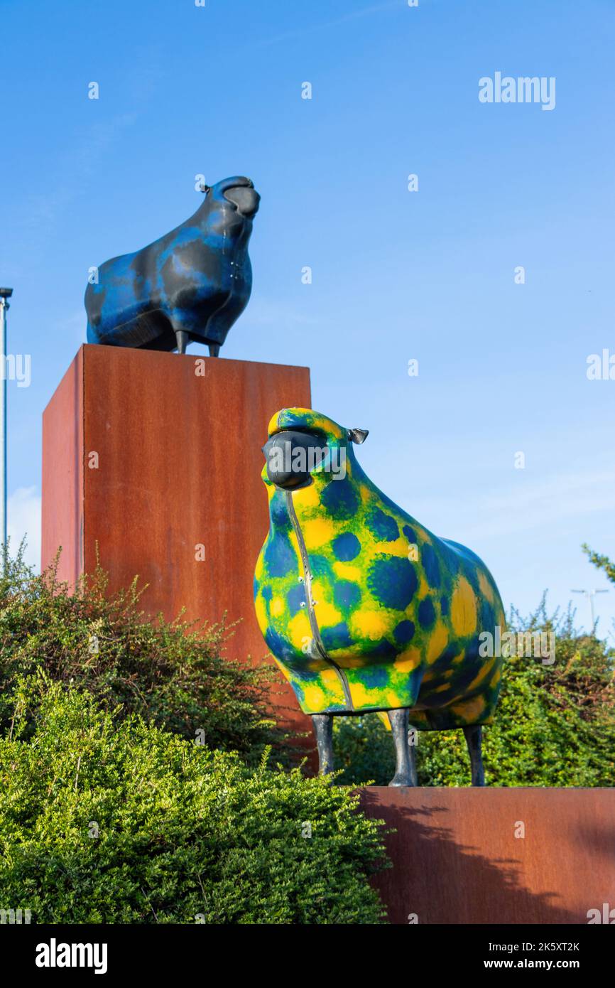Recycled livestock colourful sheep artwork sculpture by Bristol-based ...