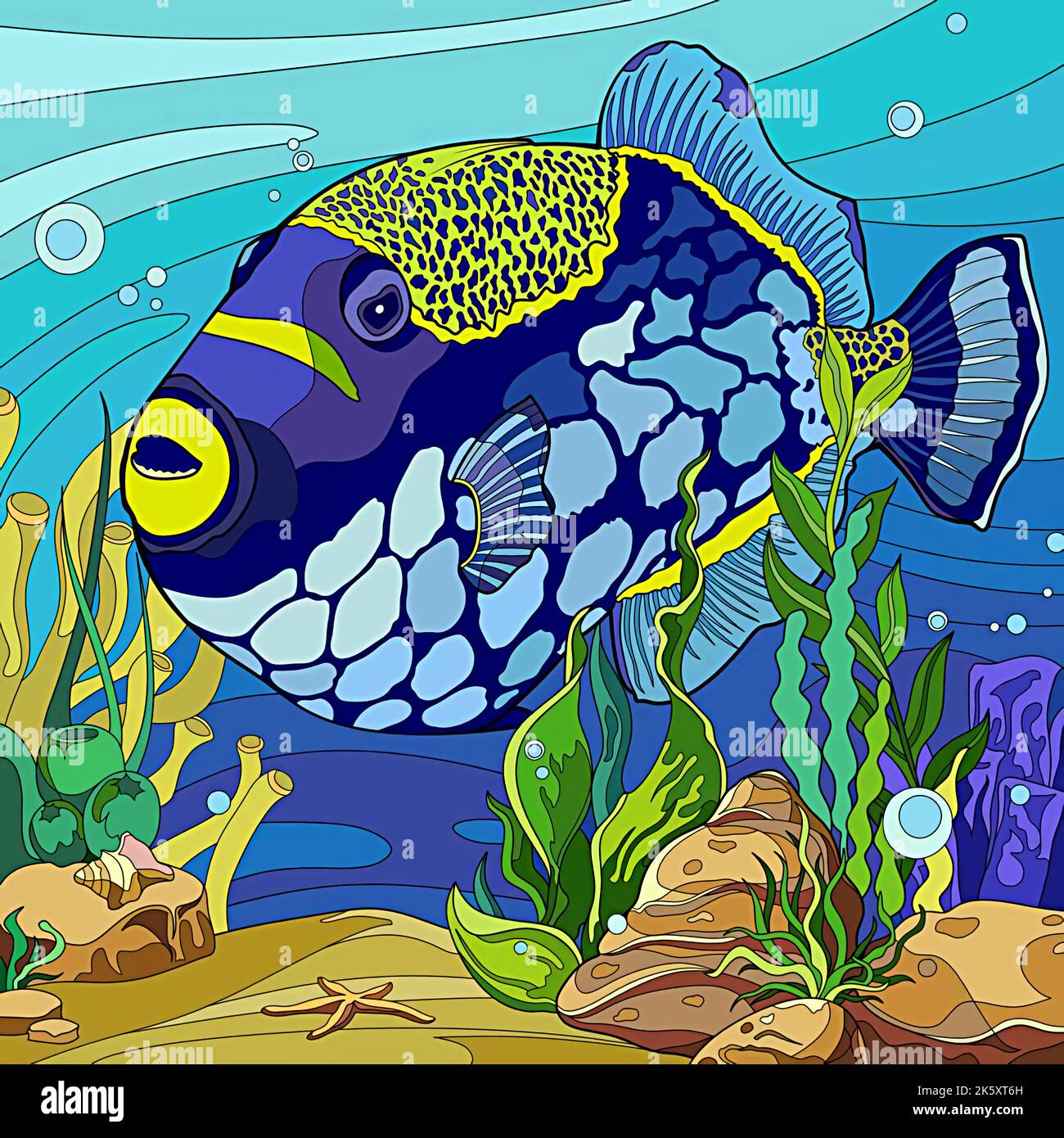 a picture of a beautiful blue tropical fish under water Stock Photo - Alamy