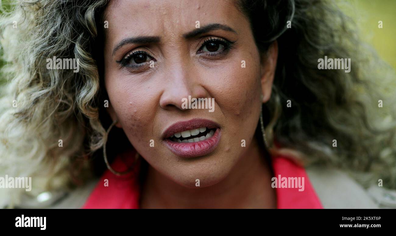 Woman reacting with indignation, person disgust objection in anger ...